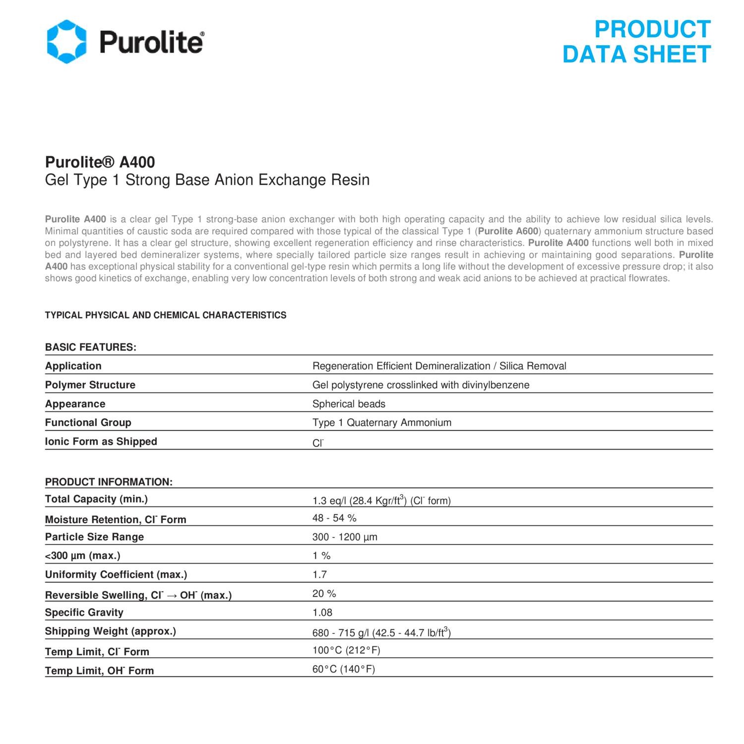 PUROLITE A400.pdf | DocDroid