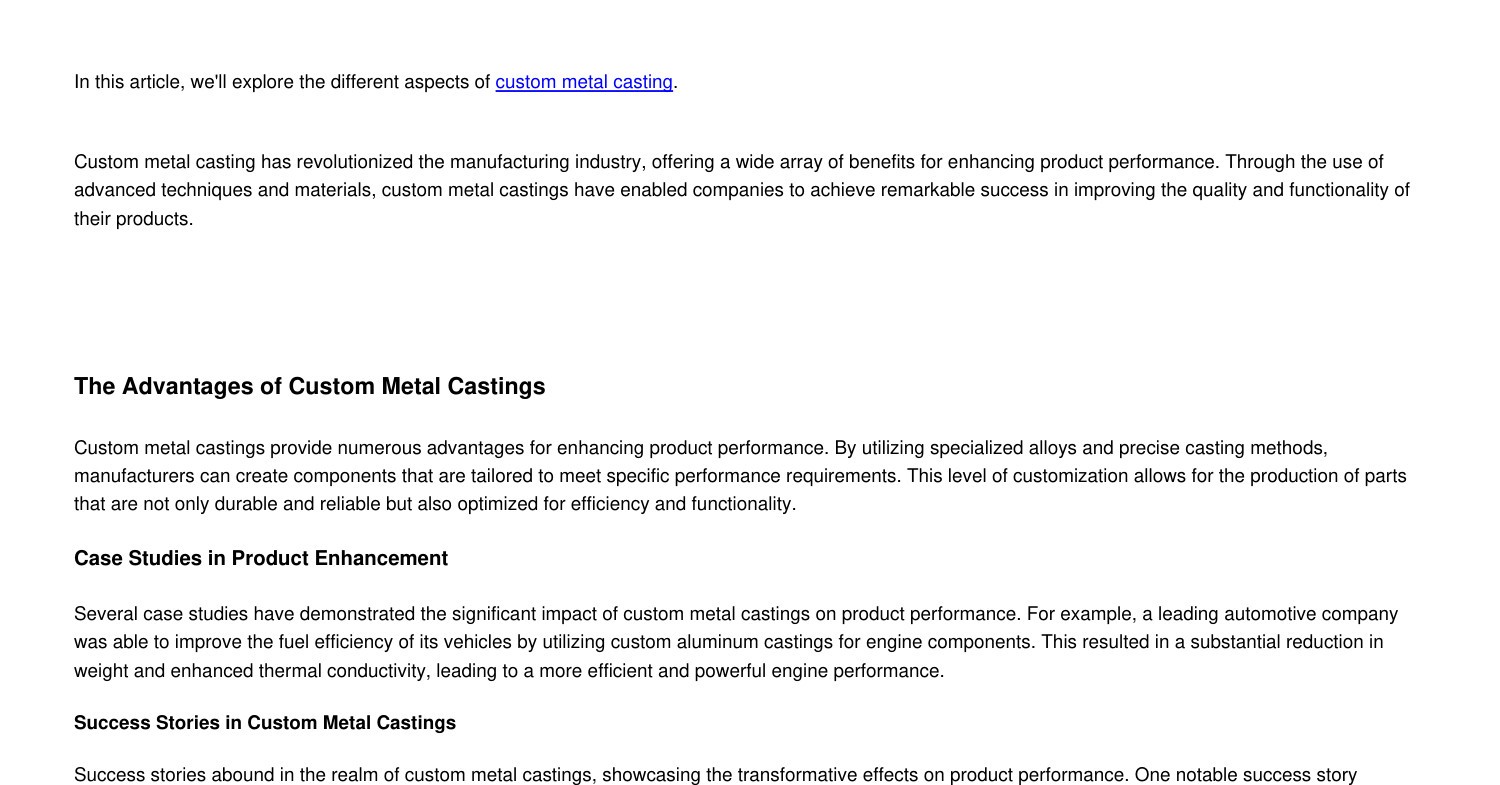 Enhancing Product Performance with Custom Metal Castings: Case Studies and Success Stories.pdf ...