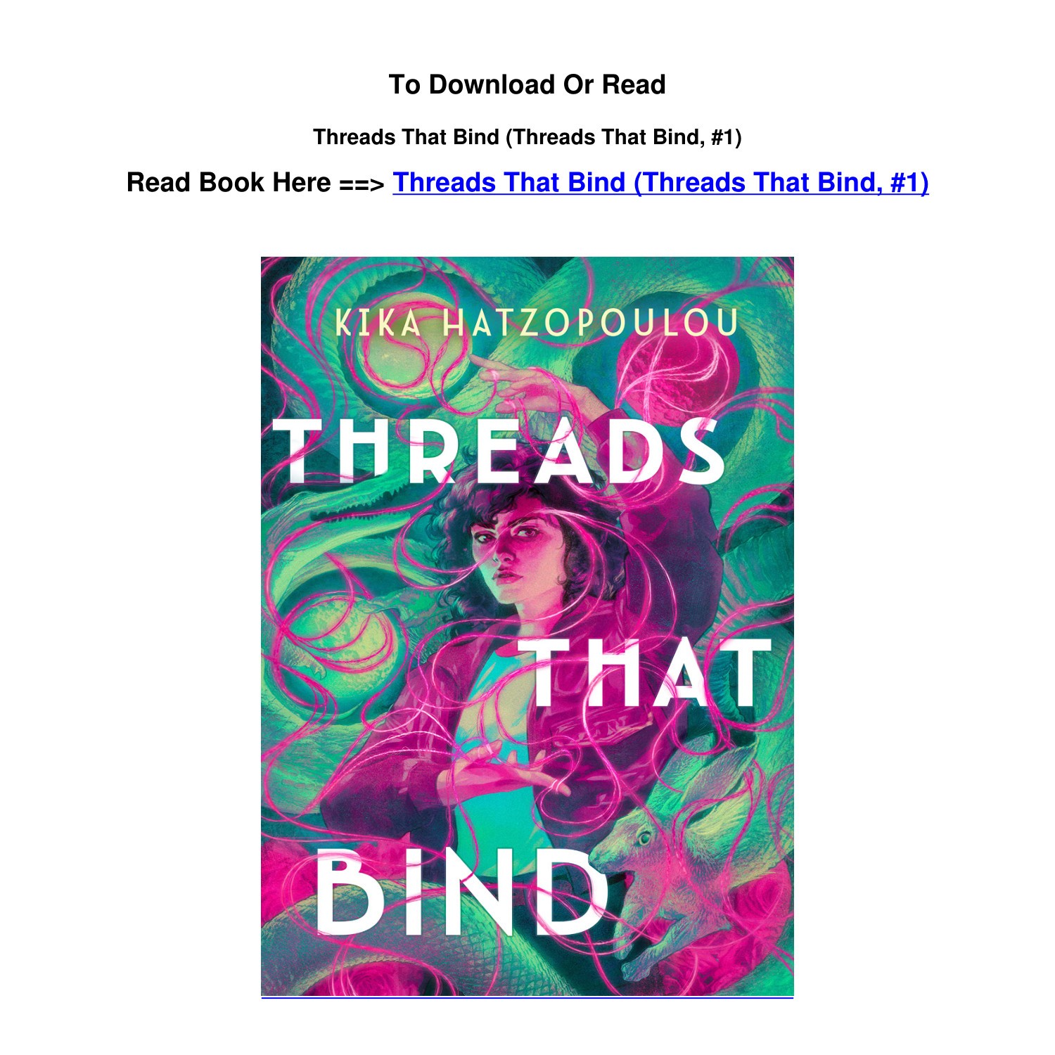 DOWNLOAD Pdf Threads That Bind Threads That Bind 1 by Kika Hatzopoulou ...