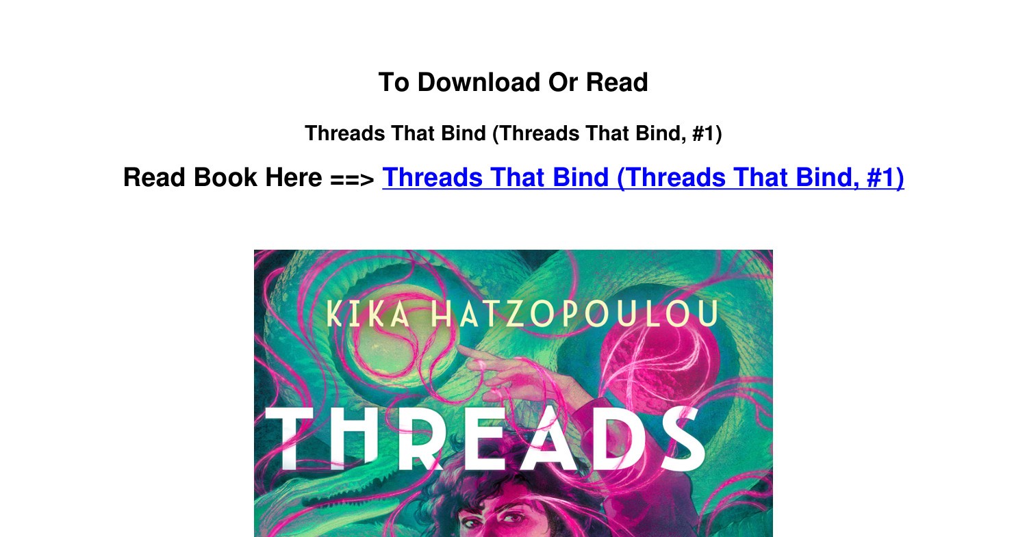 DOWNLOAD Pdf Threads That Bind Threads That Bind 1 by Kika Hatzopoulou ...