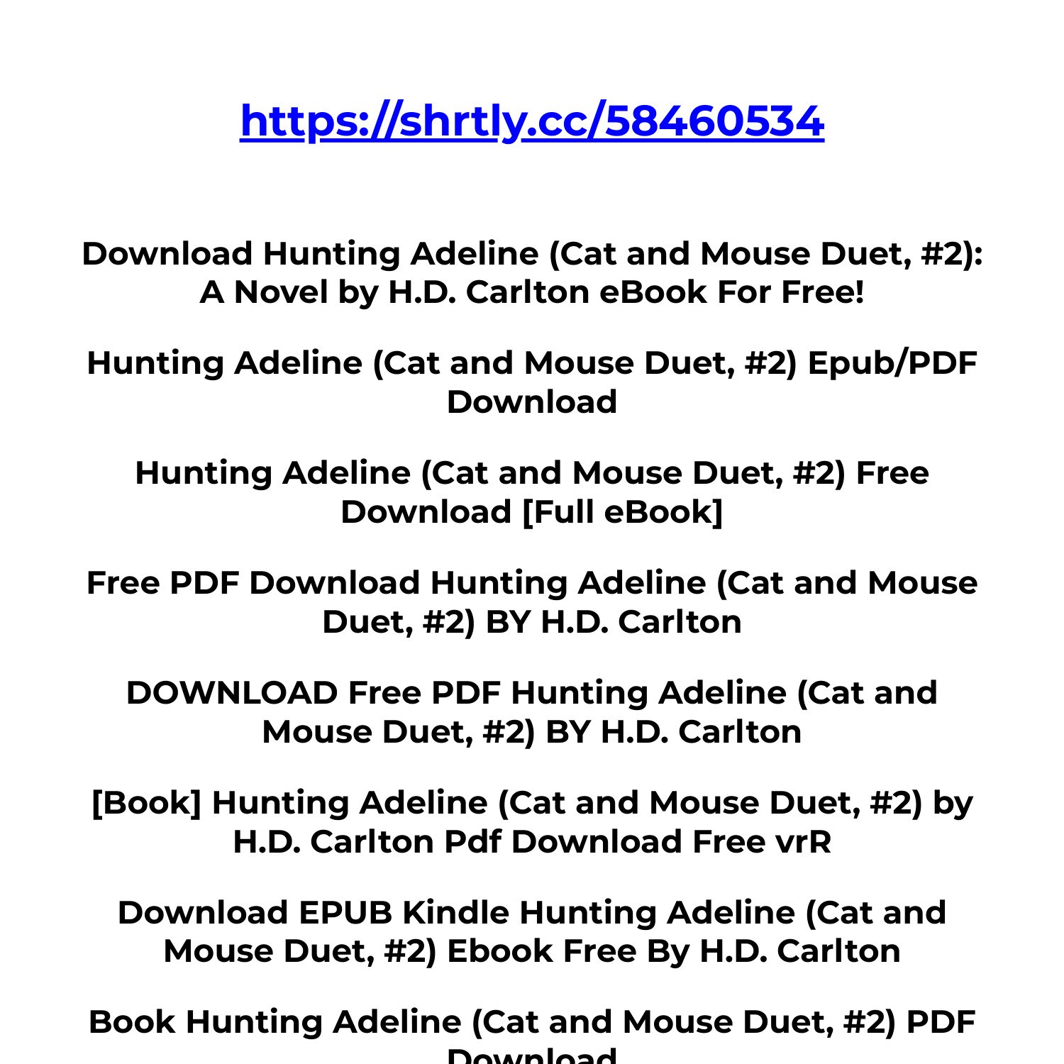 Download PDF Hunting Adeline (Cat and Mouse Duet, #2) Ebook Free By H.D. Carlton.pdf | DocDroid