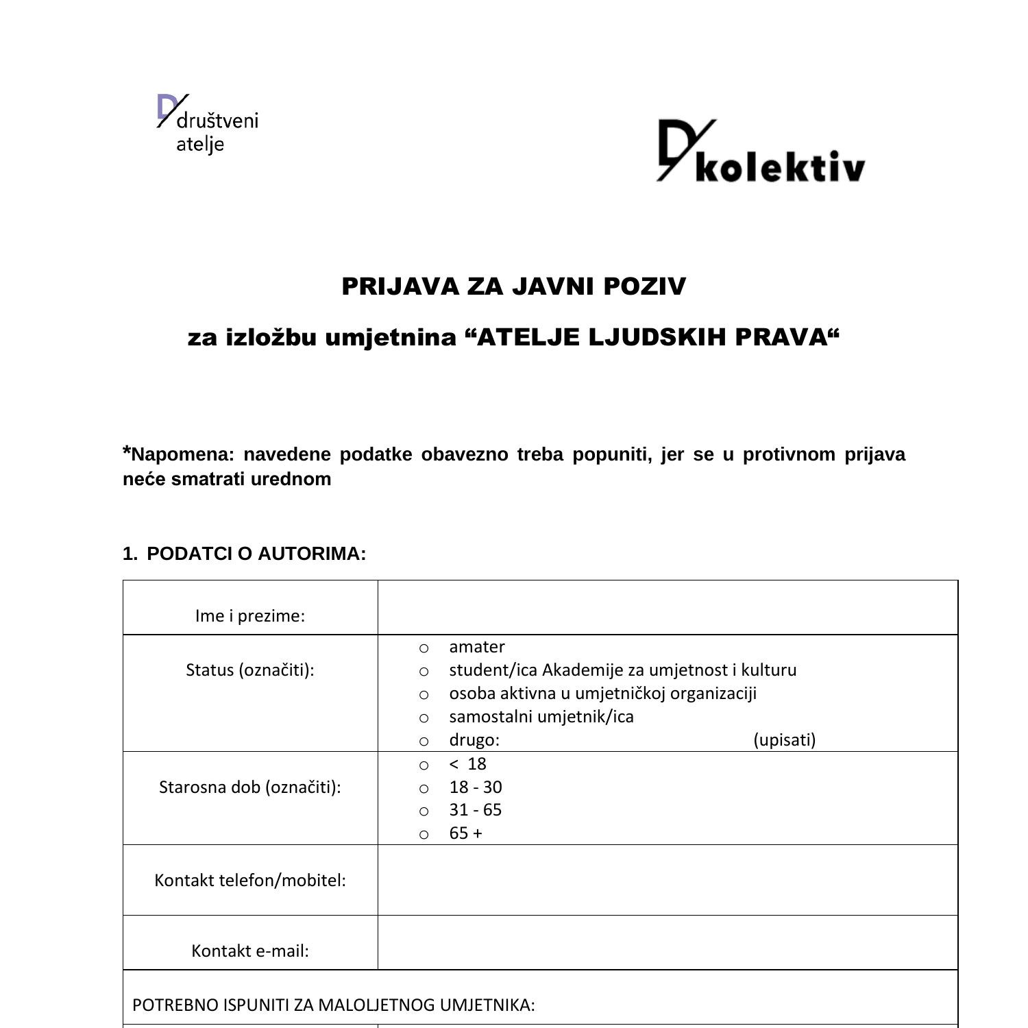 PRIJAVA ZA JAVNI POZIV Atelje ljudskih prava.docx | DocDroid