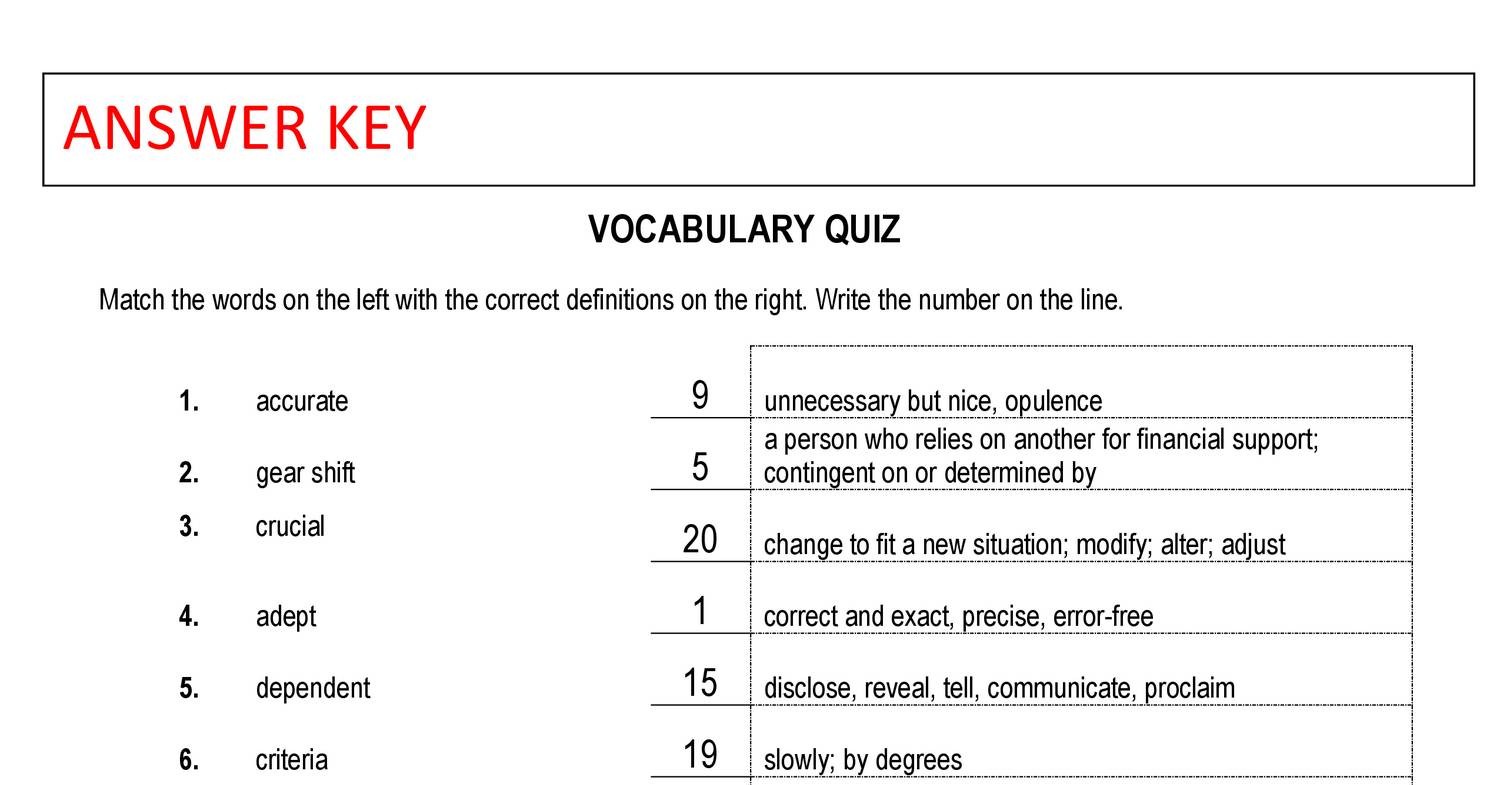 Week 13 Assignment - Vocabulary Quiz Answer Key.doc | DocDroid