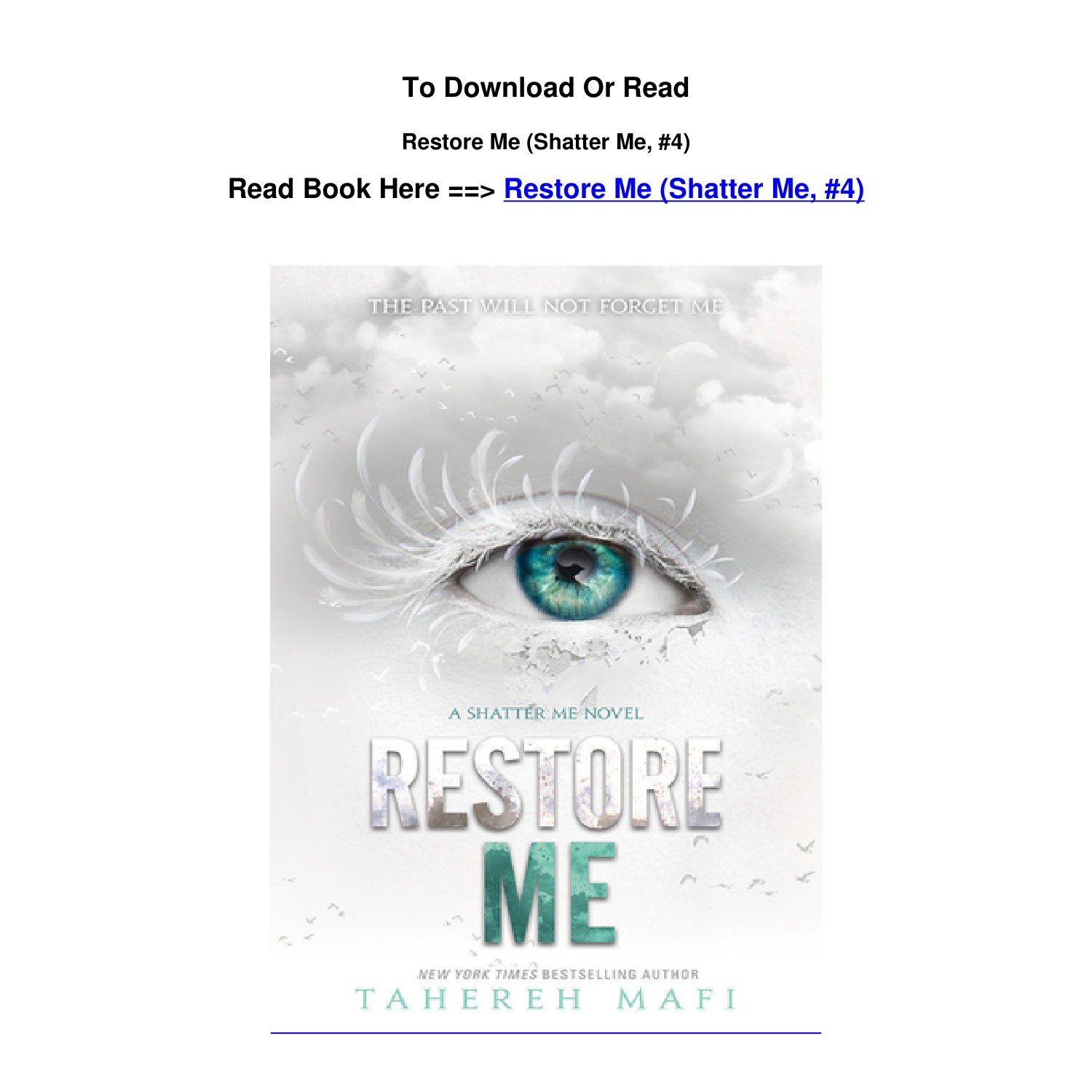 ePub download Restore Me Shatter Me 4 By Tahereh Mafi.pdf | DocDroid
