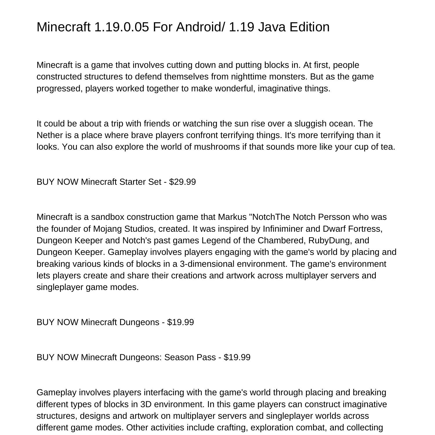 Minecraft 119005 For Android 119 Java Editionajjyi.pdf.pdf | DocDroid