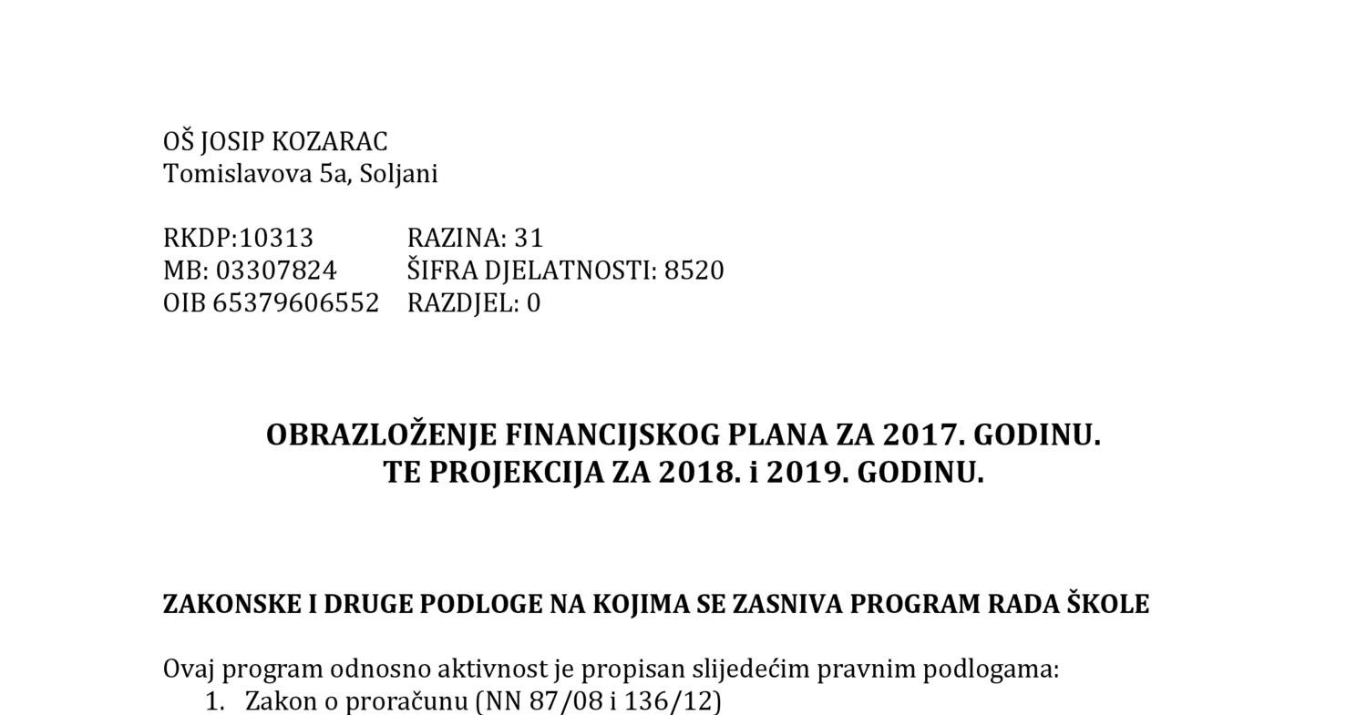 obrazloženje uz financijski plan 2017.doc | DocDroid
