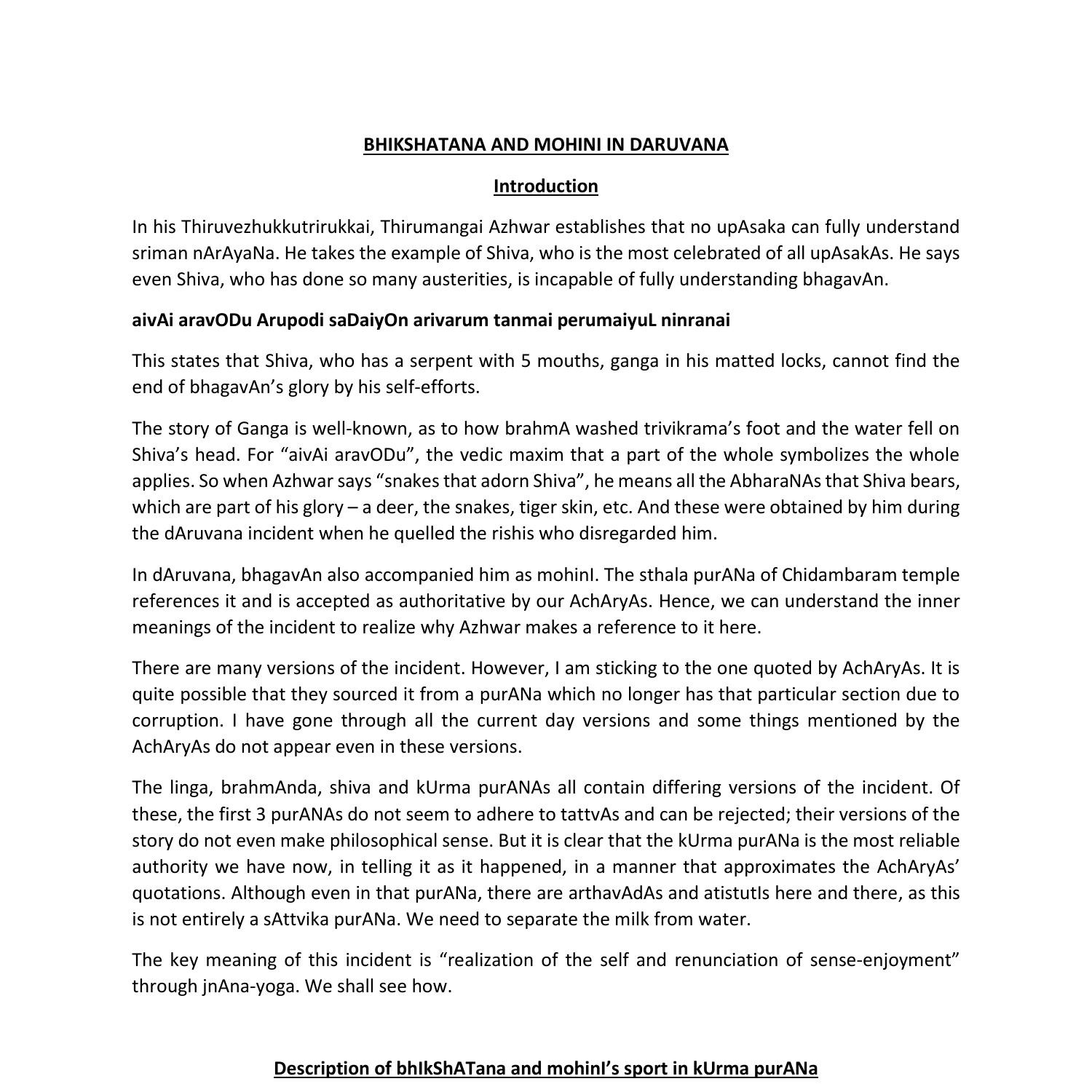 Bhikshatana and Mohini in Daruvana.docx | DocDroid