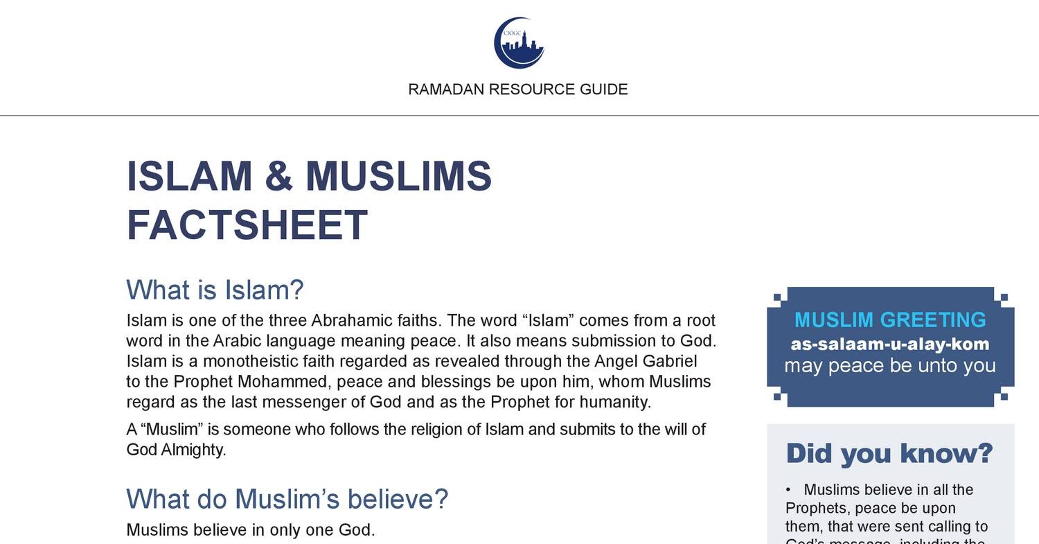 Islam and Muslims Factsheet.pdf | DocDroid