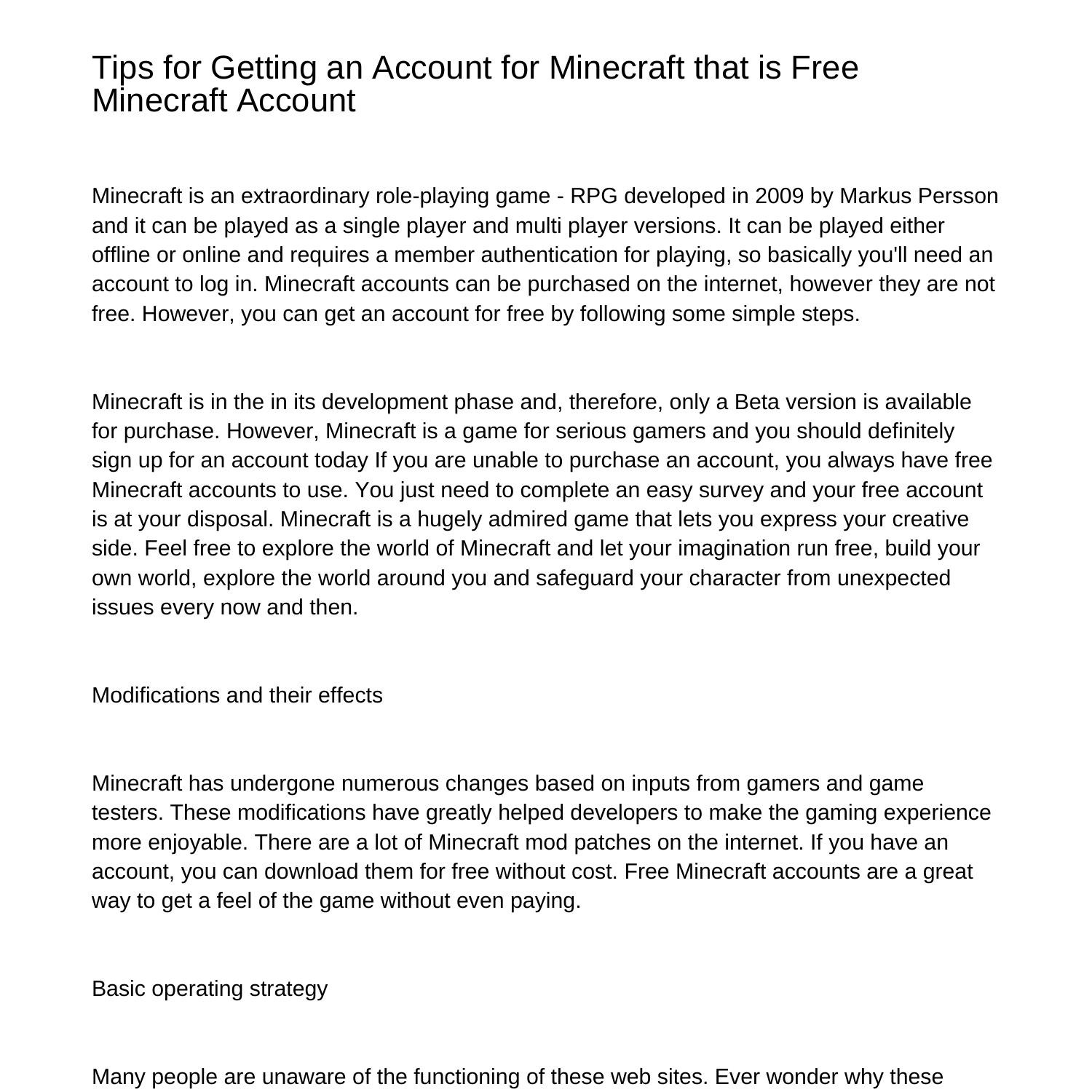 Tips for Getting yourself an Account for Minecraft that is Free ...