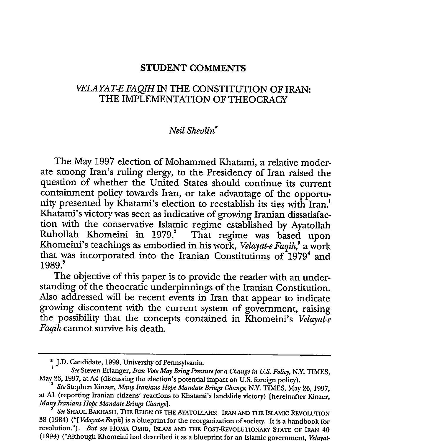 Neil Shevlin, Velayat-e Faqih in the Constitution of Iran.pdf | DocDroid