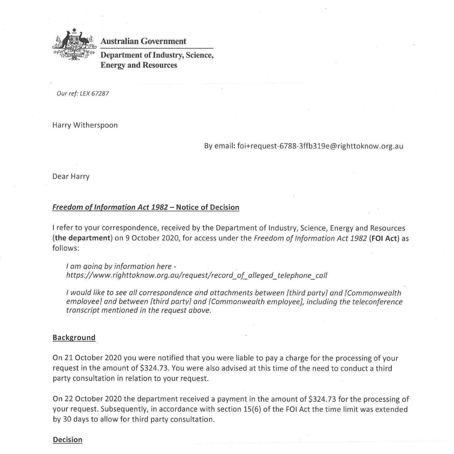 LEX 67287 - FOI - Notice of Decision.pdf | DocDroid