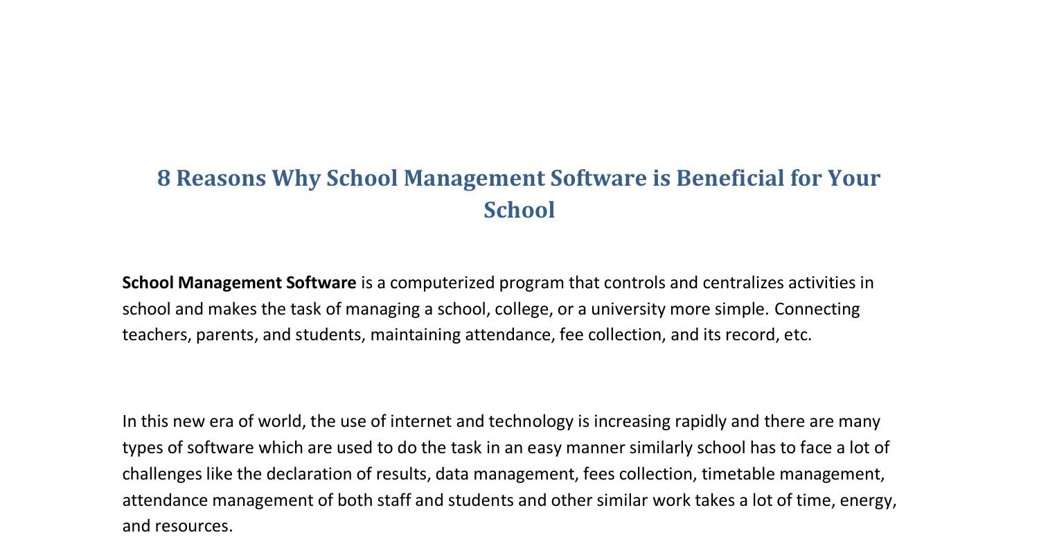 8 Reasons Why School Management Software is Beneficial For Your School ...