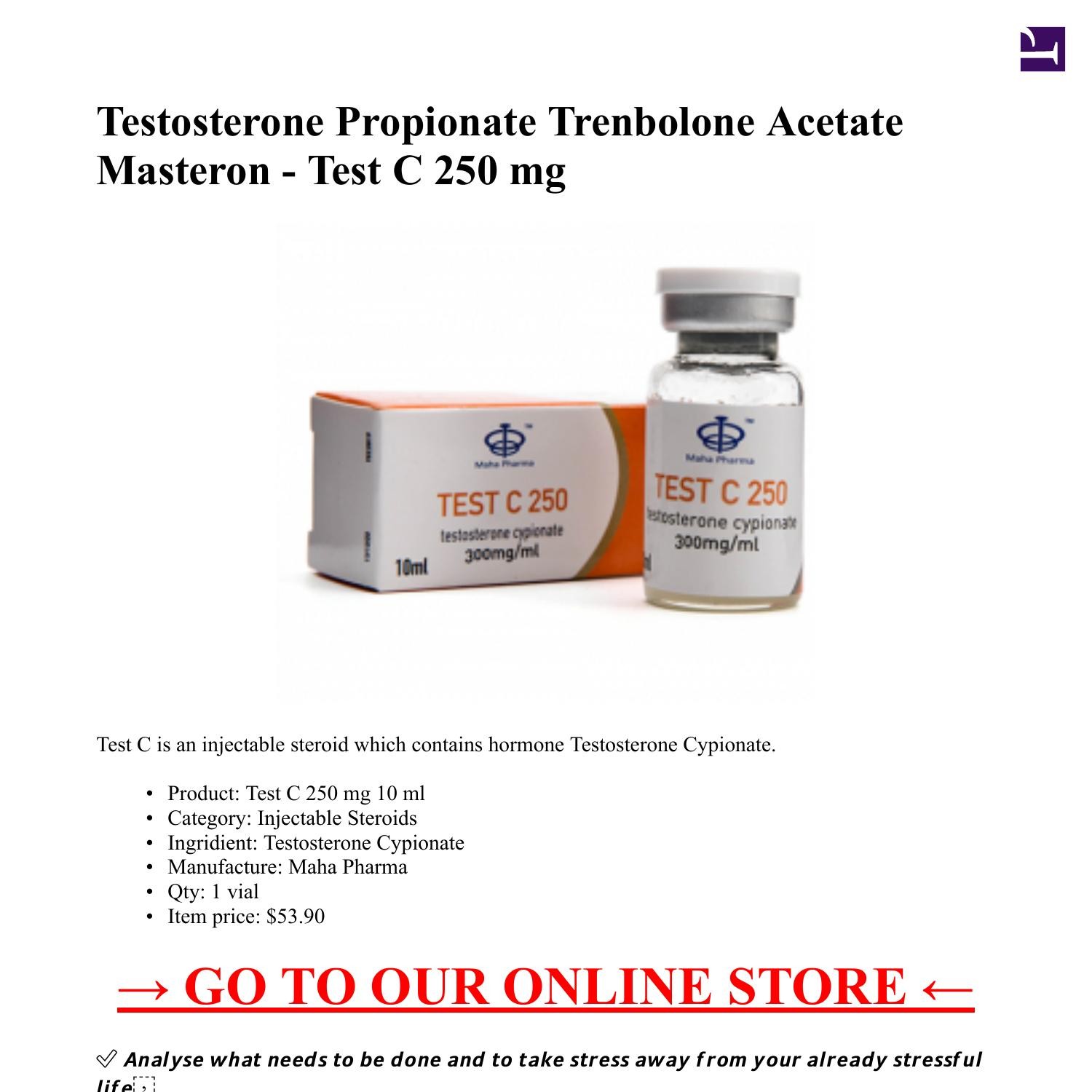 Testosterone Propionate Trenbolone Acetate Masteron - Test C 250 mg 1 ...