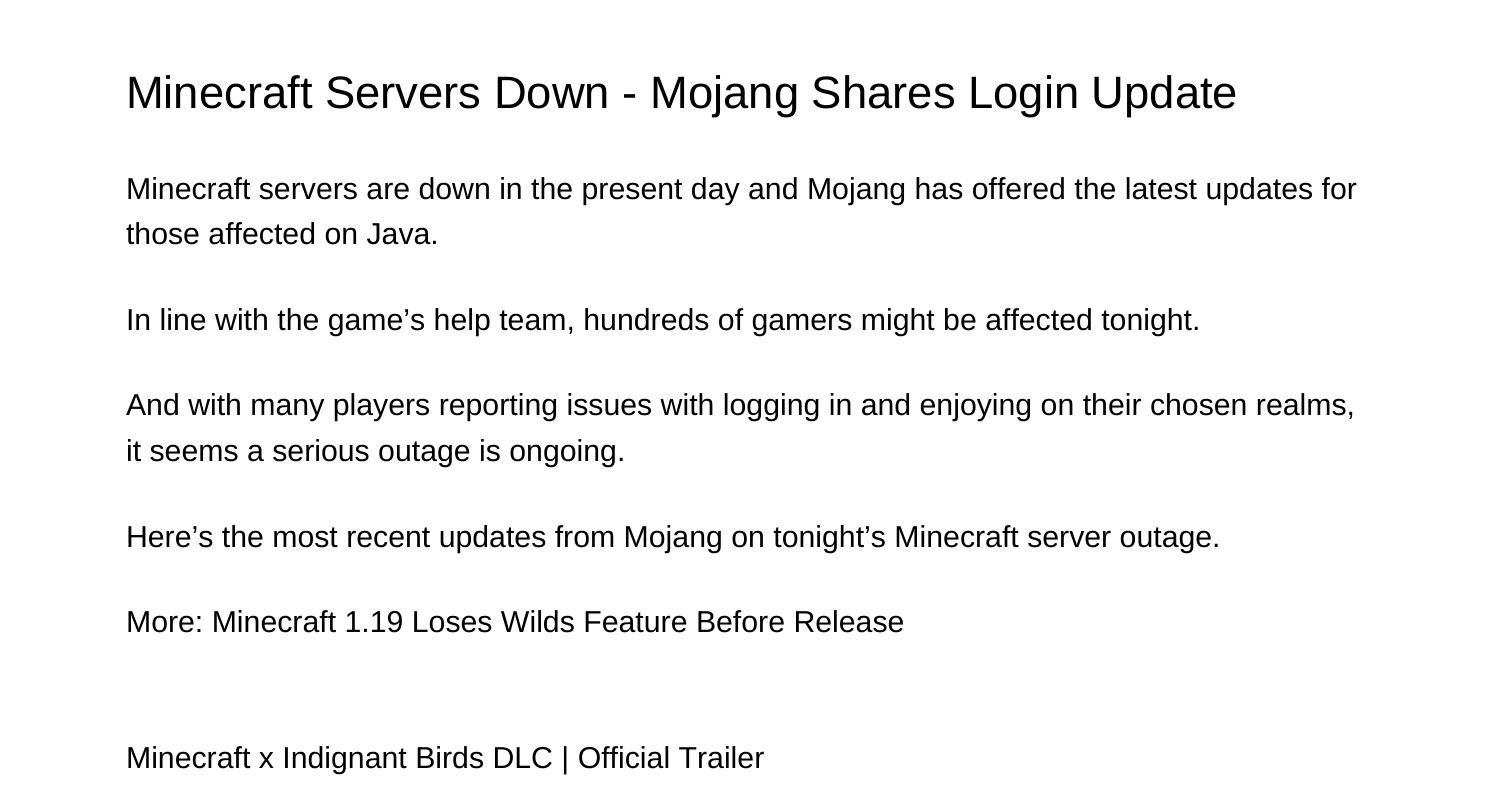 Minecraft Servers Down Mojang Shares Login Replaceqvpmm.pdf.pdf | DocDroid
