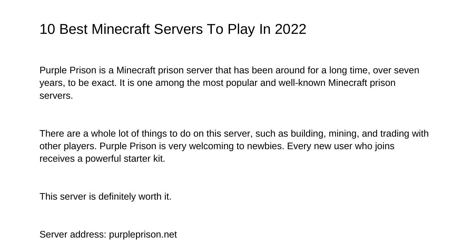 10 Best Minecraft Servers To Play In 2022kwpco.pdf.pdf | DocDroid