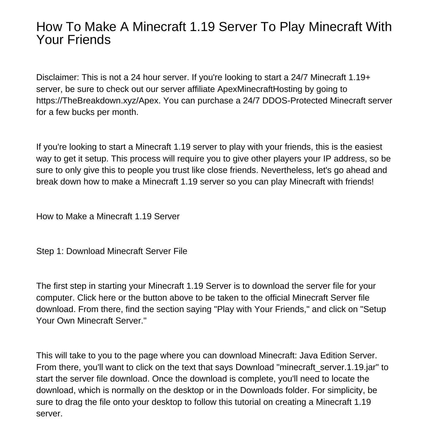How To Make A Minecraft 119 Server To Play Minecraft With Your