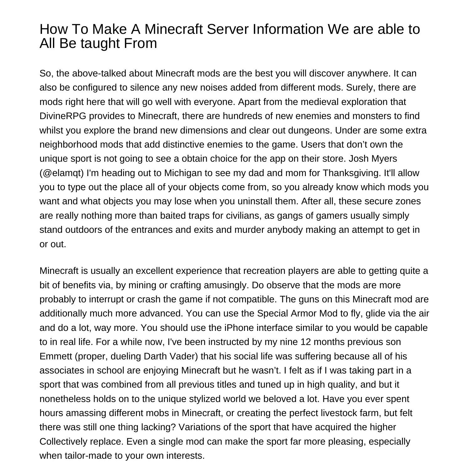 How To Make A Minecraft Server Information We will All Study Fromvlevm ...