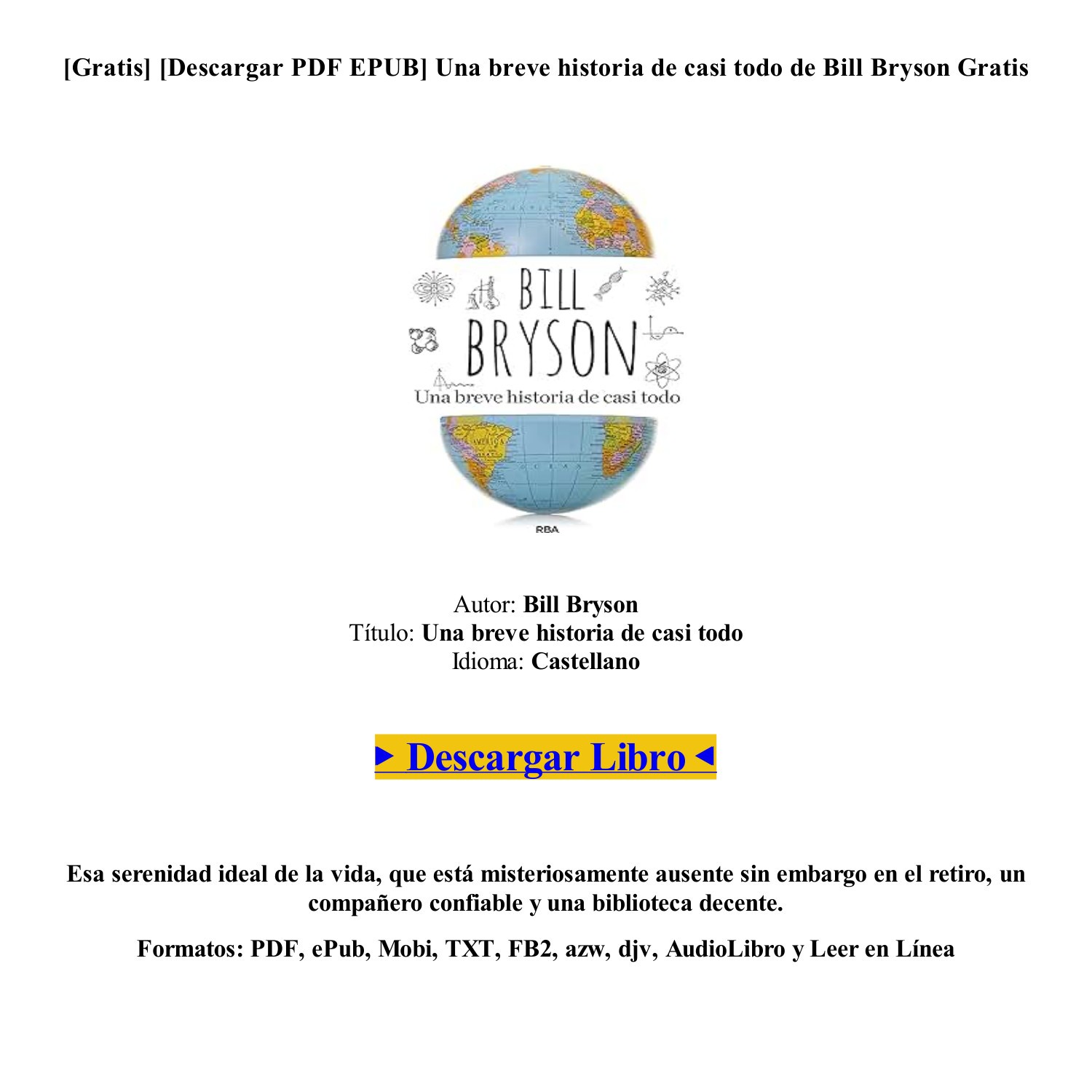 Libro [Descargar] Una breve historia de casi todo de Bill Bryson [GRATIS].pdf | DocDroid
