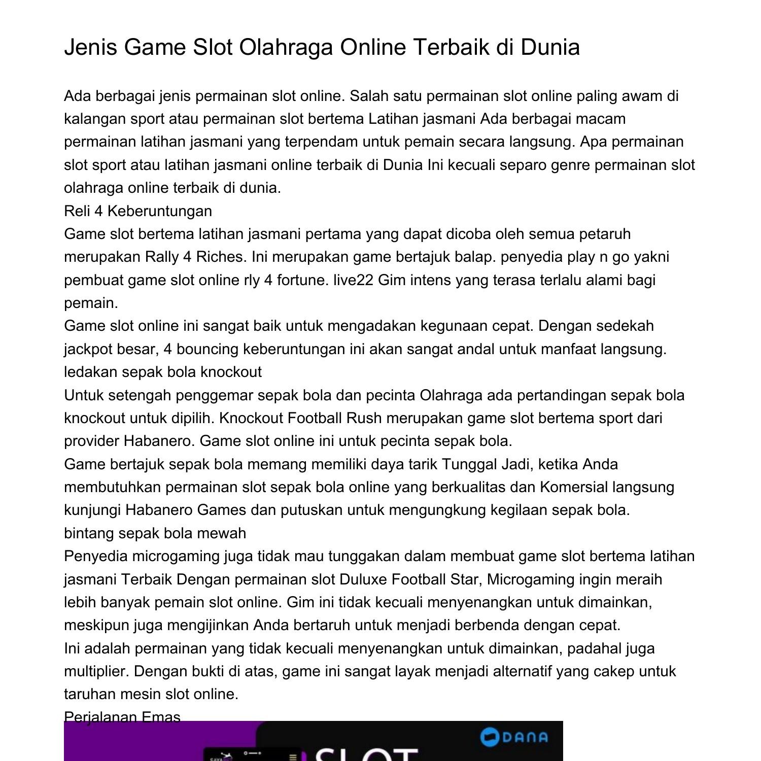 Jenis Game Slot Latihan jasmani Online Paling baik di Duniaerldu.pdf ...
