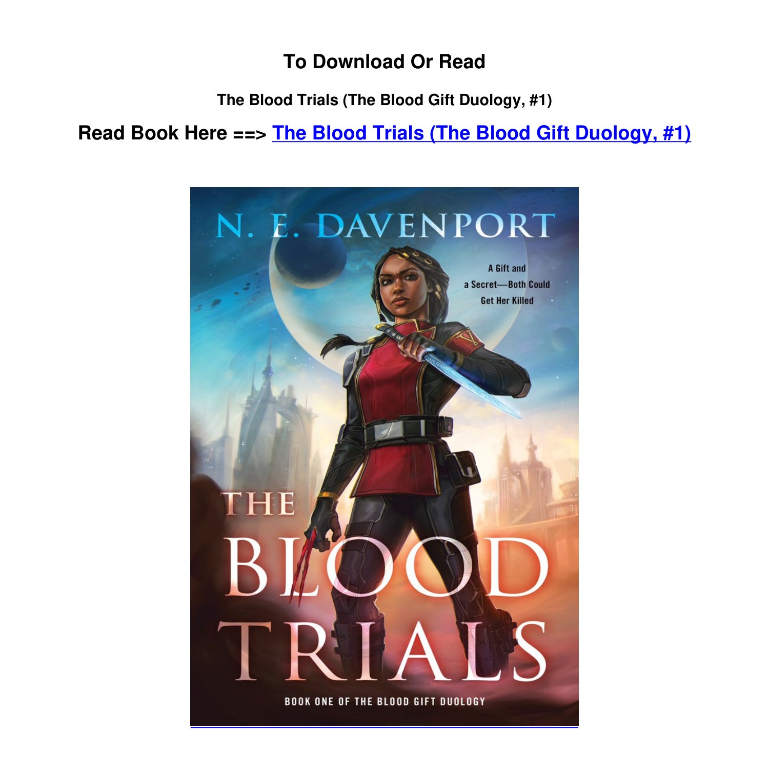 EPub Download The Blood Trials The Blood Gift Duology 1 by N E ...