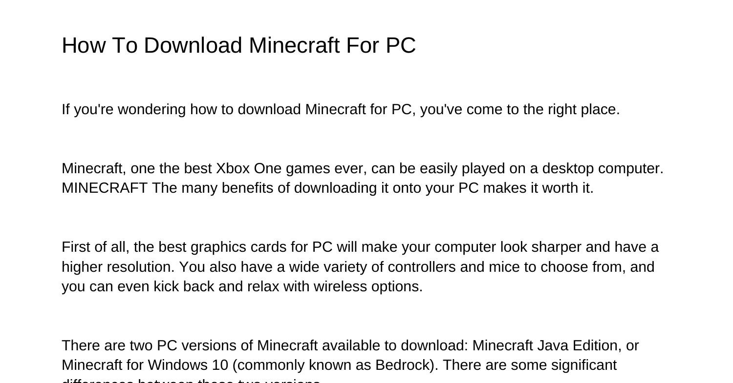 How To Download Minecraft For PCjefyo.pdf.pdf | DocDroid