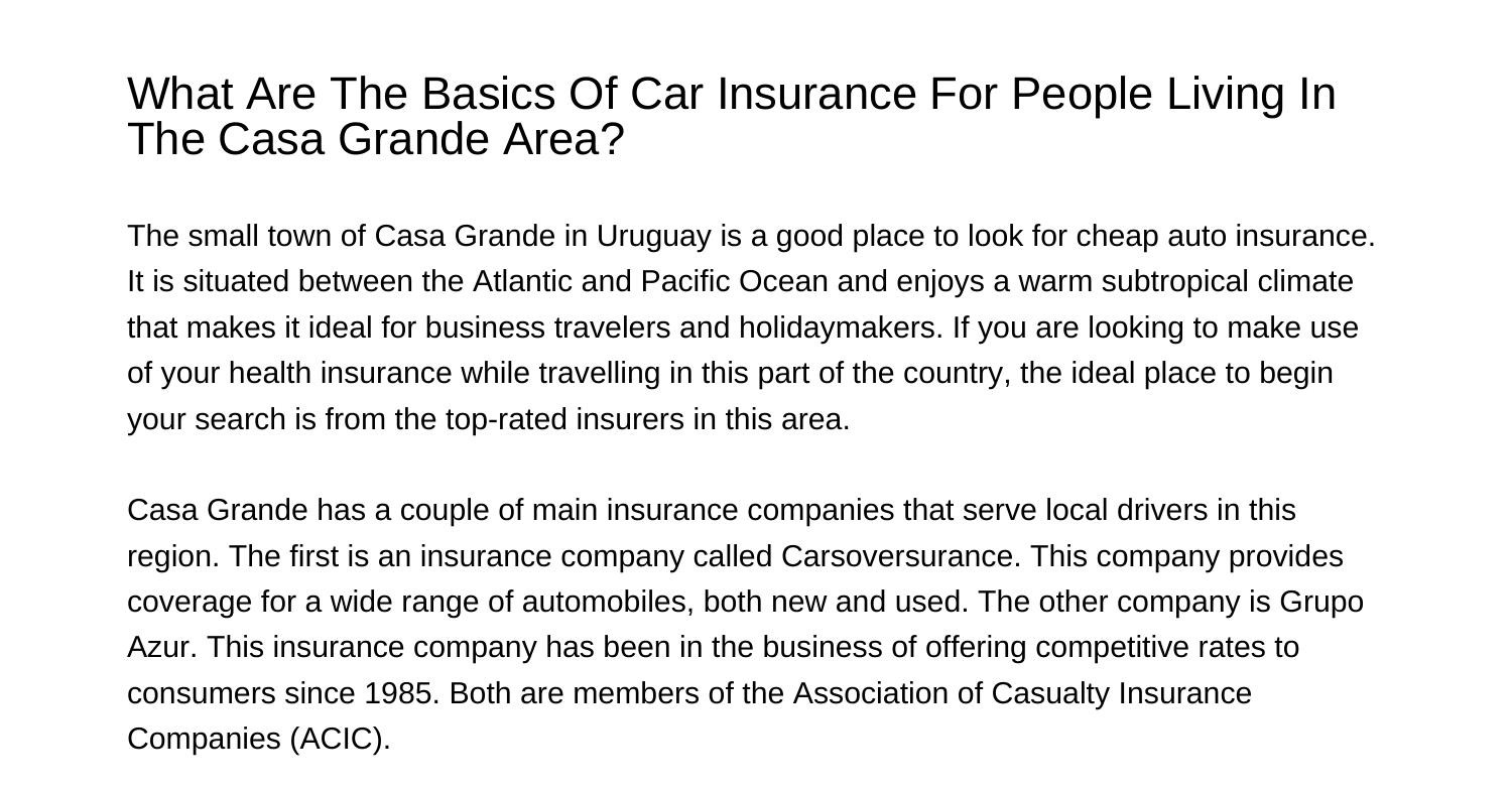 What Are The Basics Of Car Insurance For People Living In The Casa ...