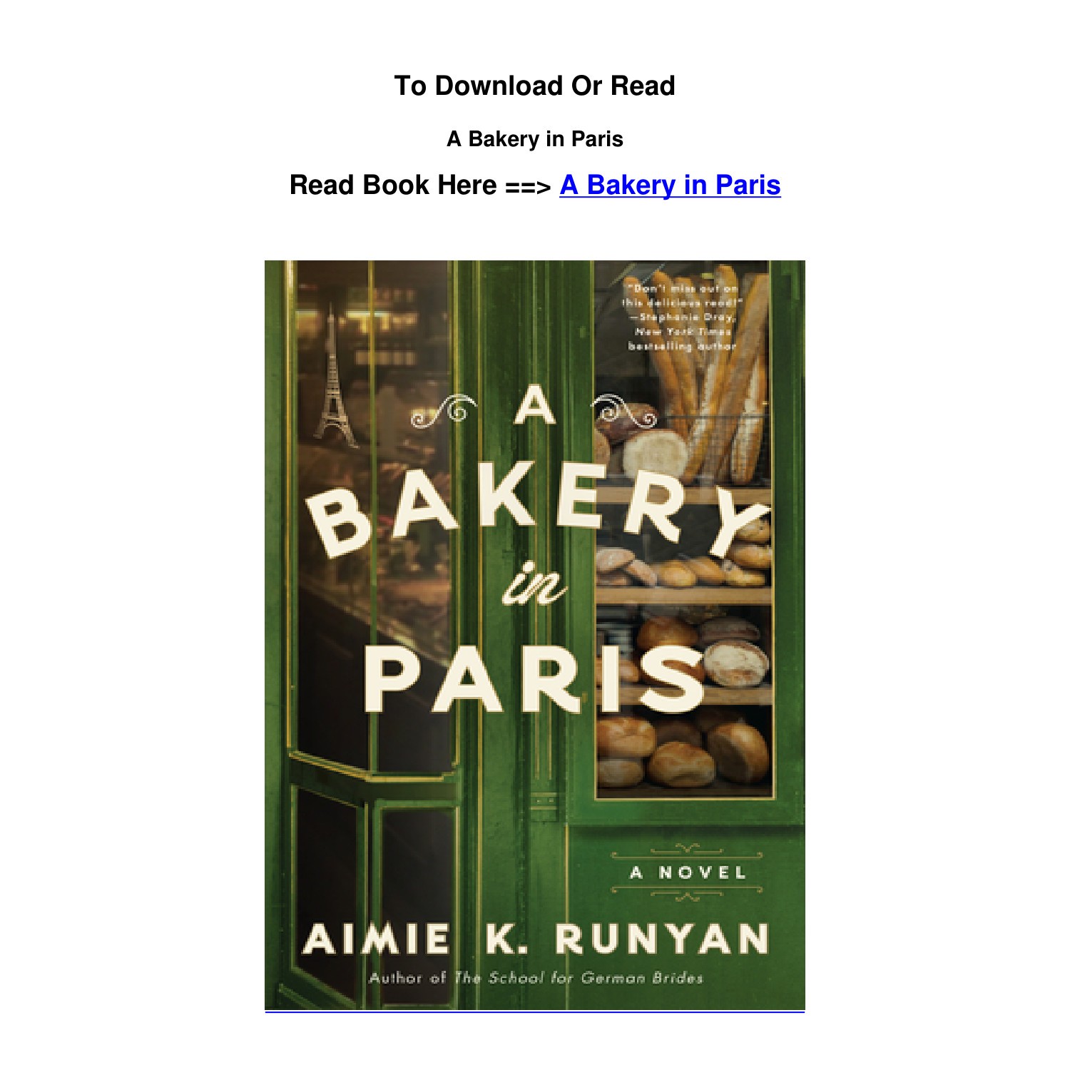 Download EPUB A Bakery in Paris BY Aimie K Runyan.pdf | DocDroid