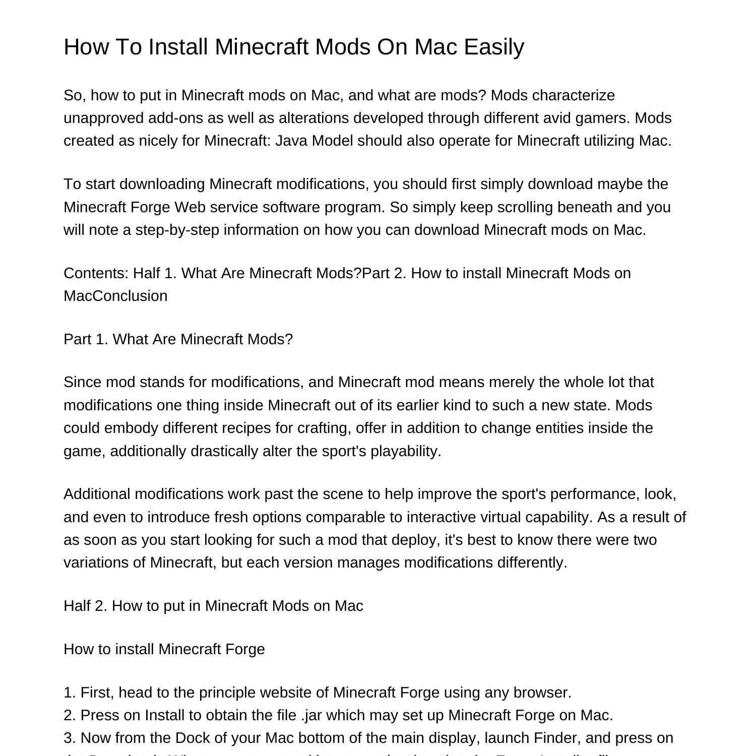 How To Install Minecraft Mods On Mac Easilykcpot.pdf.pdf | DocDroid