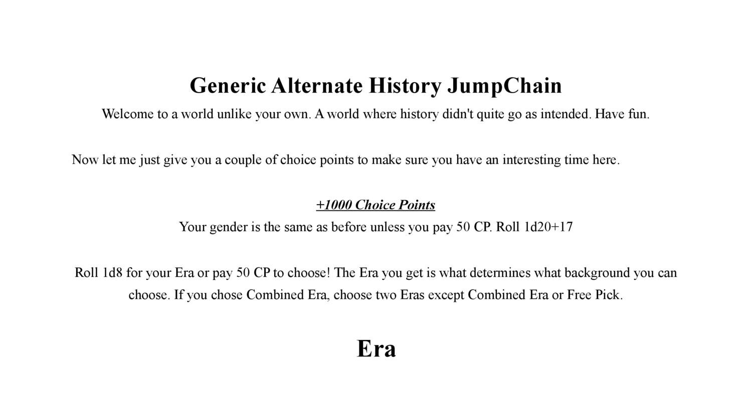 Generic Alternate History JumpChain.pdf | DocDroid