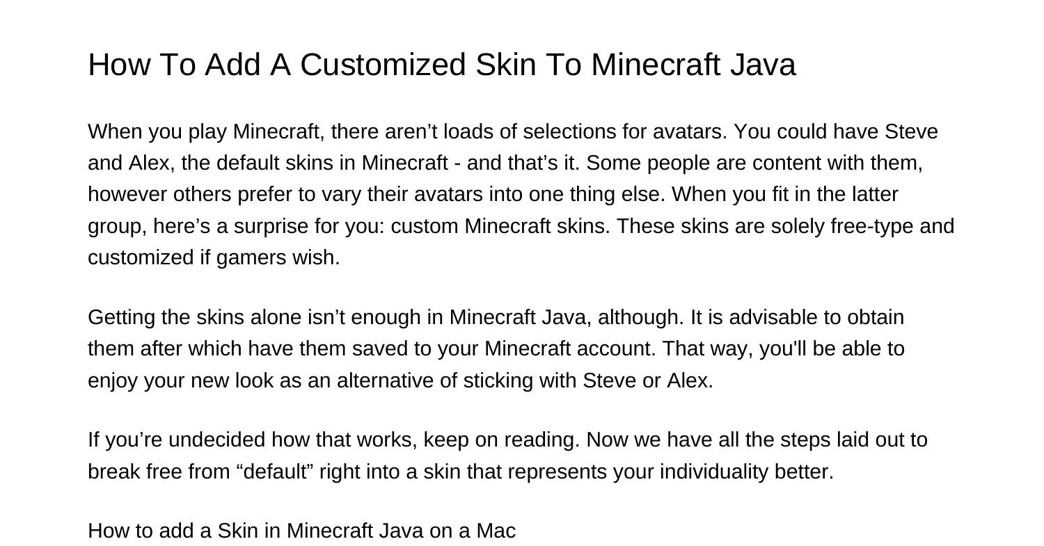How So As To Add A Customized Pores And Skin To Minecraft Javaosfsm.pdf.pdf | DocDroid