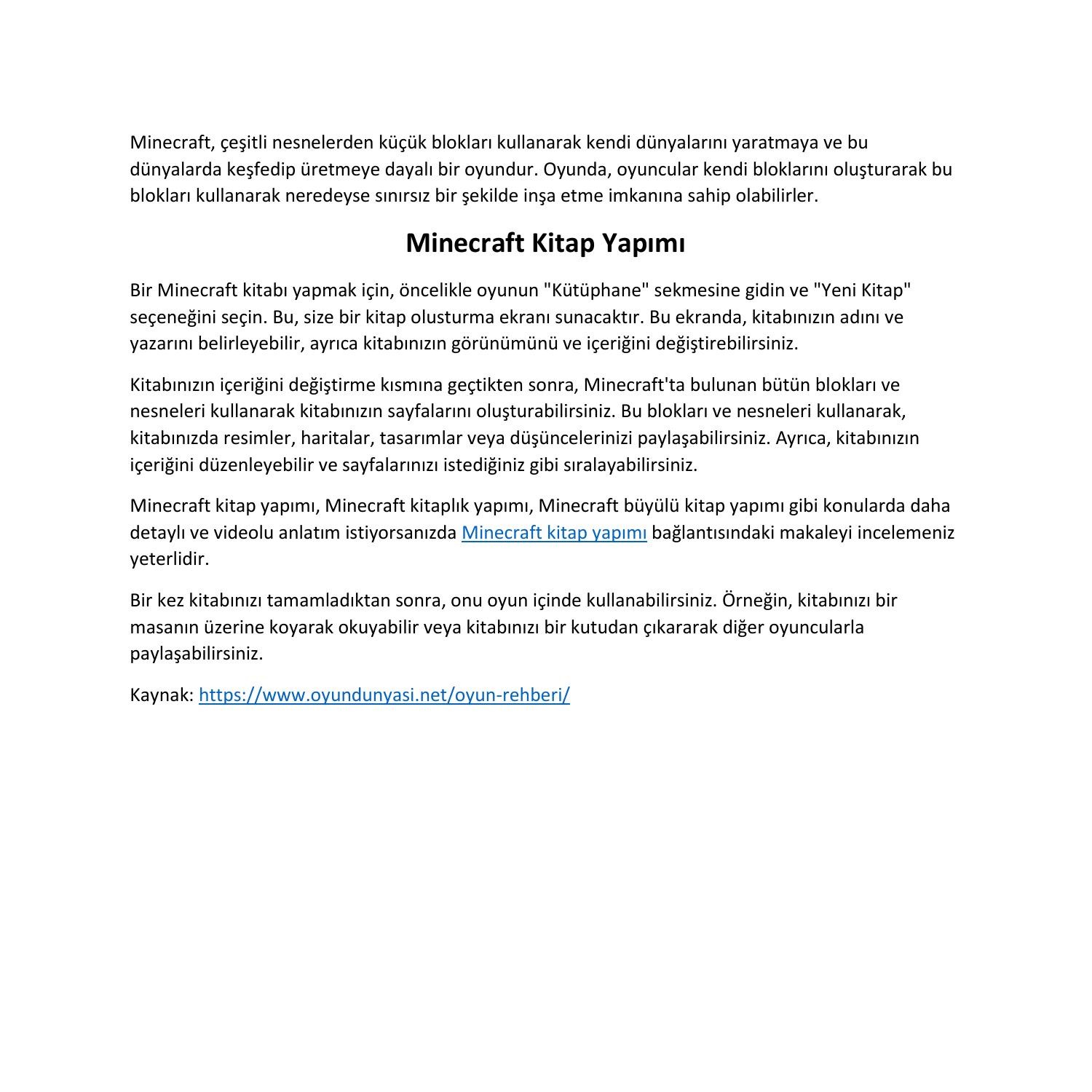 Minecraft Kitap Yapımı.pdf | DocDroid
