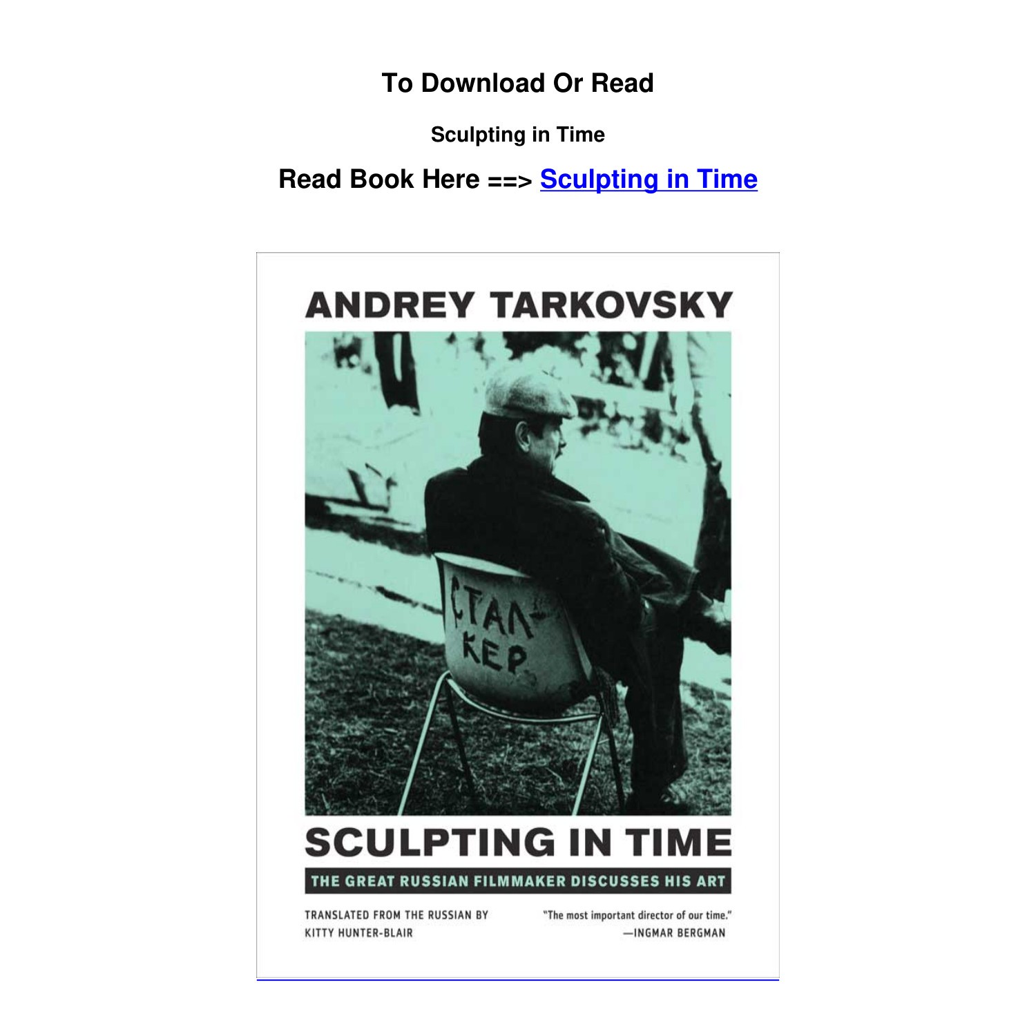 Pdf download Sculpting in Time by Andrei Tarkovsky.pdf | DocDroid