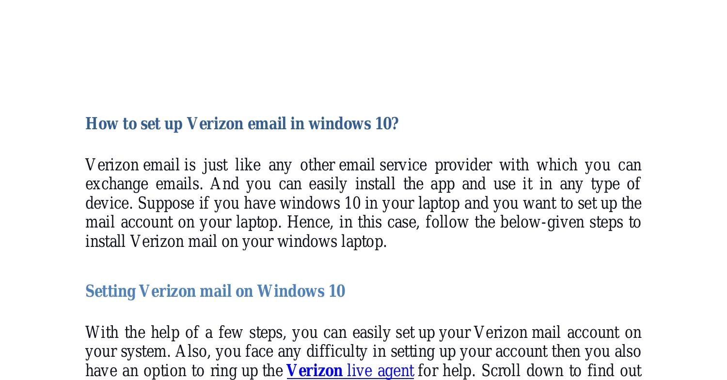 How to set up Verizon email in windows 10.docx | DocDroid