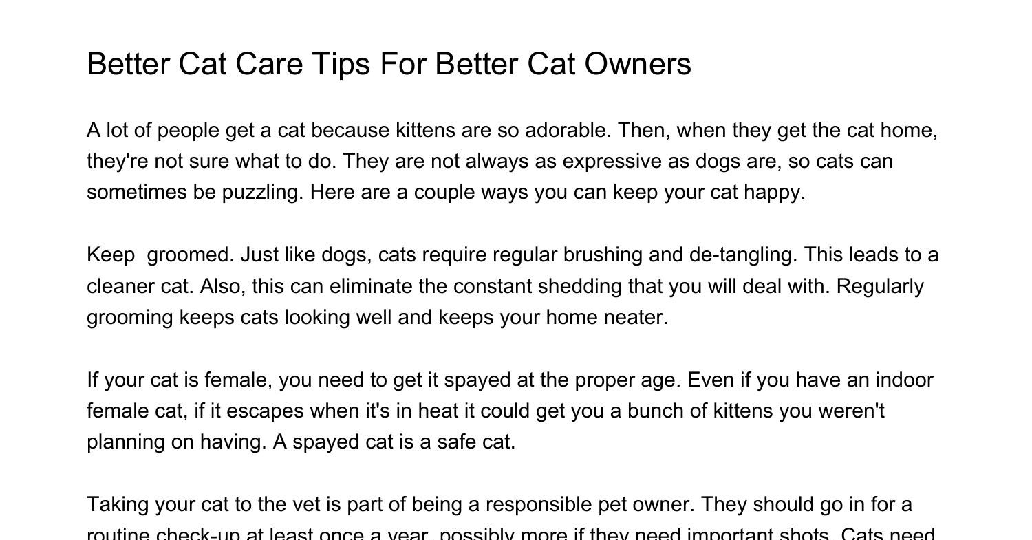 Better Cat Care Tips For Better Cat Ownerslkmip.pdf.pdf | DocDroid