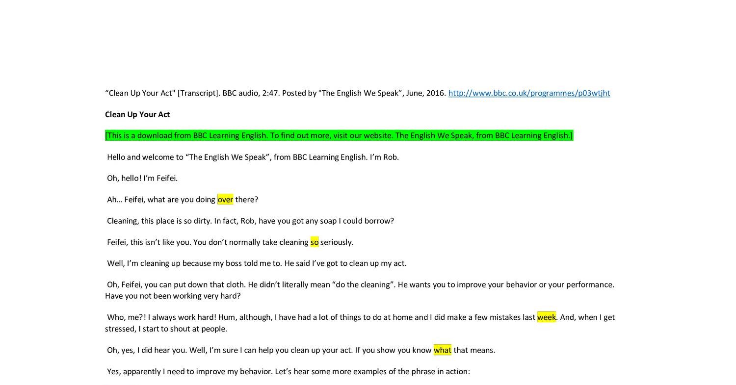 19) Clean Up Your Act (TRANSCRIPT).pdf | DocDroid