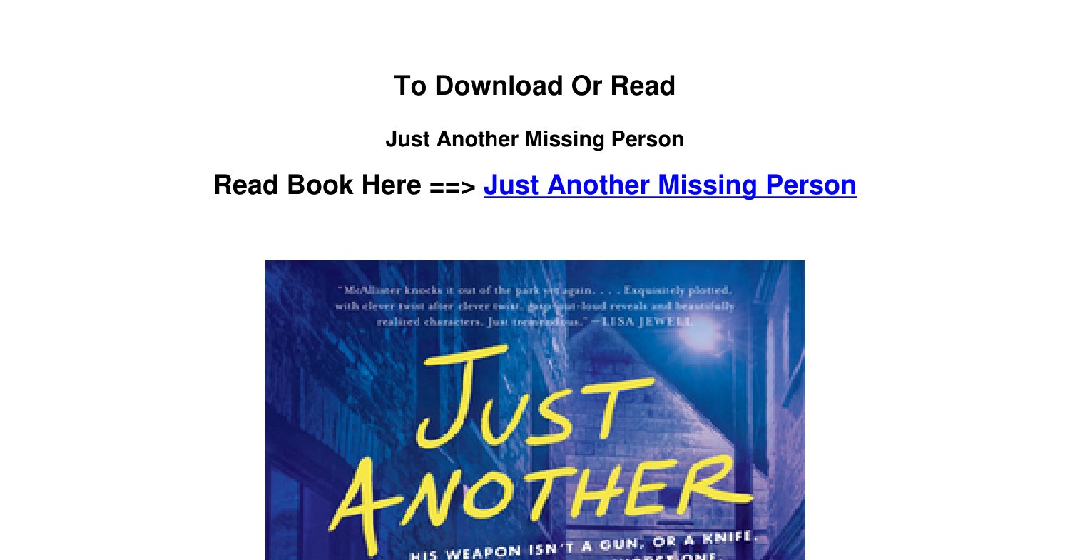 pdf Download Just Another Missing Person BY Gillian McAllister.pdf | DocDroid