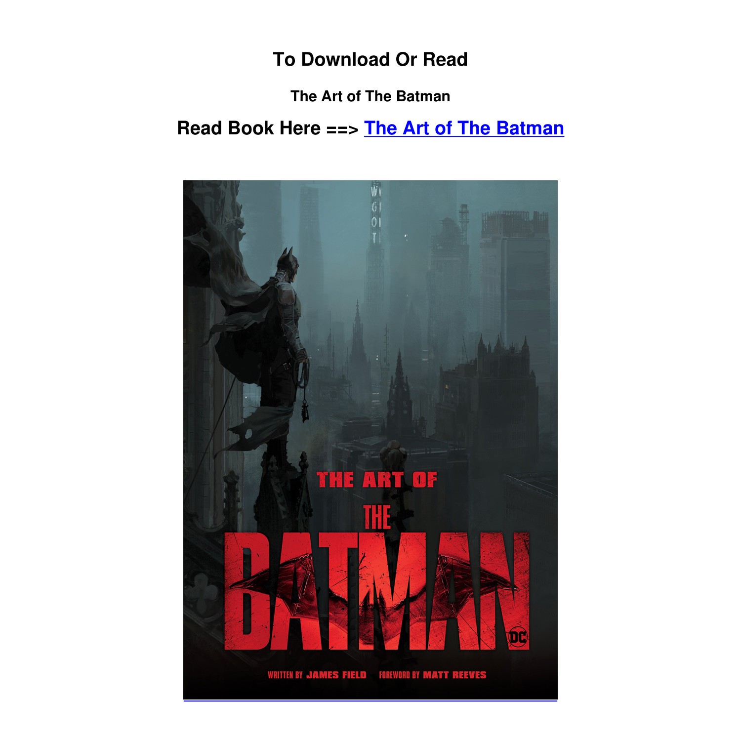 Pdf download The Art of The Batman BY James Field.pdf | DocDroid