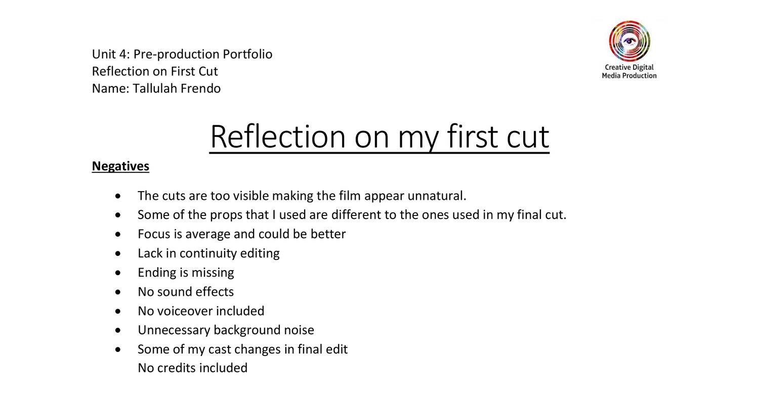 reflection on first cut.docx | DocDroid
