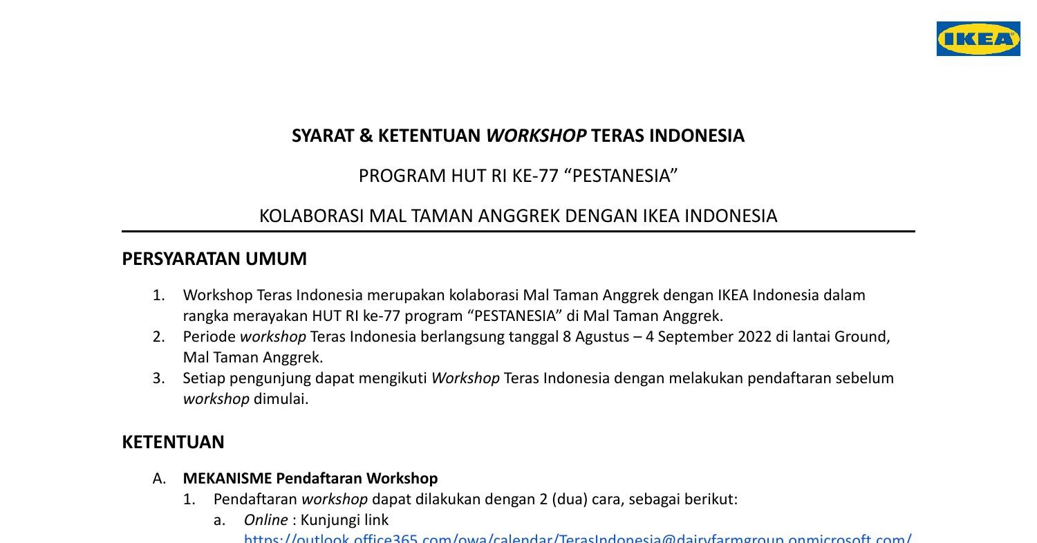 Syarat & Ketentuan Workshop TERAS INDONESIA (IKEA Indonesia-Mal Taman Anggrek) (1).pdf | DocDroid