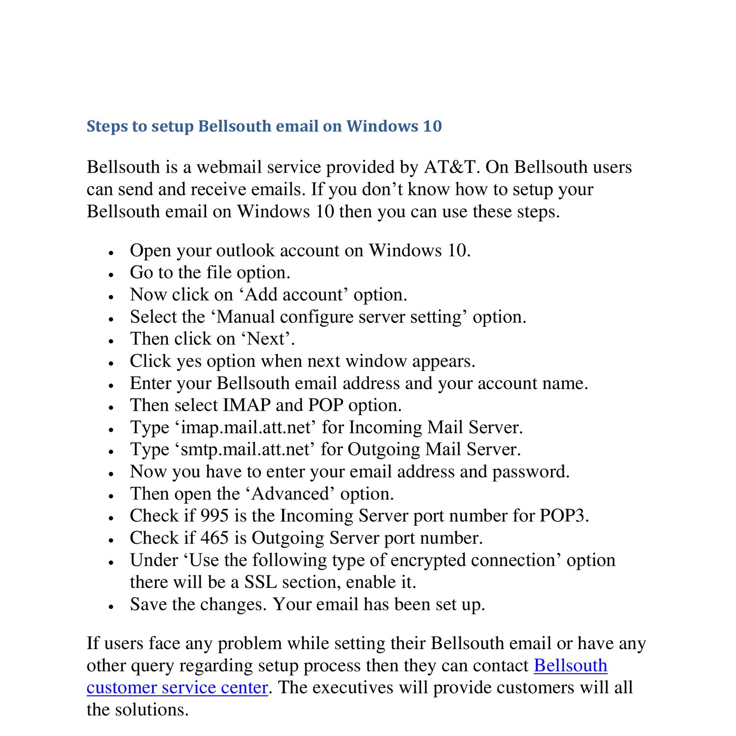 Steps to setup Bellsouth email on Windows 10.docx | DocDroid