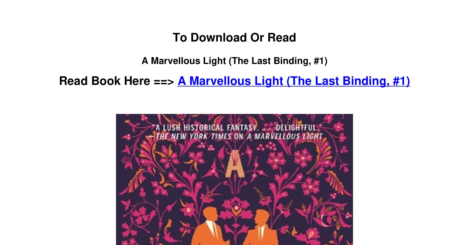 epub DOWNLOAD A Marvellous Light The Last Binding 1 BY Freya Marske.pdf ...