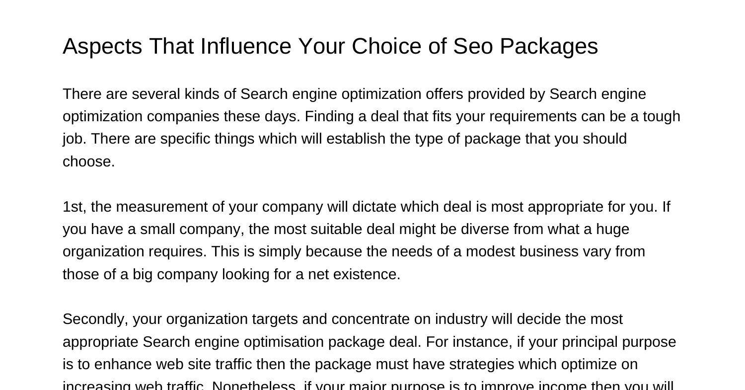Aspects That Impact Your Selection of Seo Packageskhcsf.pdf.pdf | DocDroid