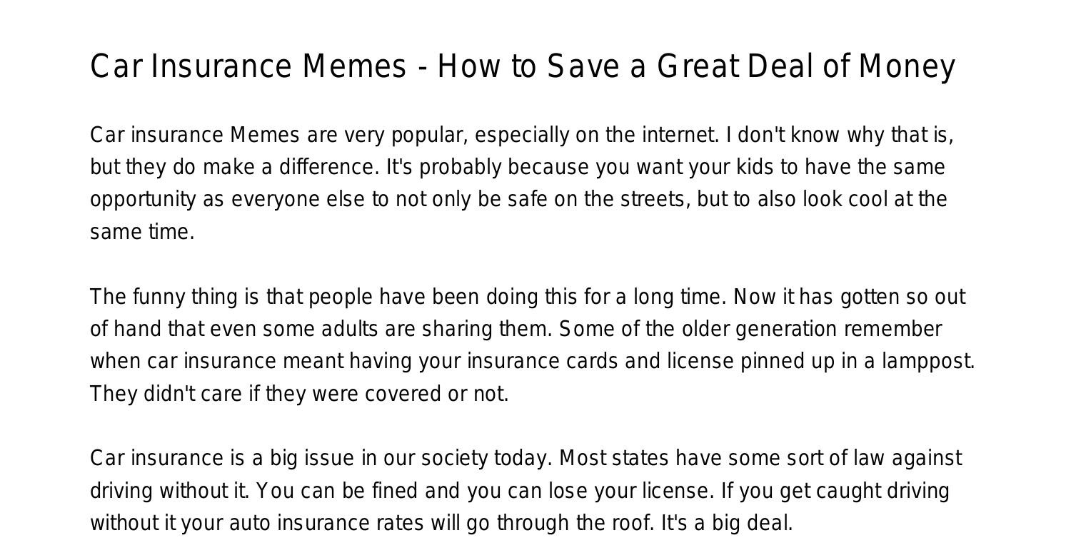 Car Insurance Memes How to Save a Great Deal of Moneylmxid.pdf.pdf ...
