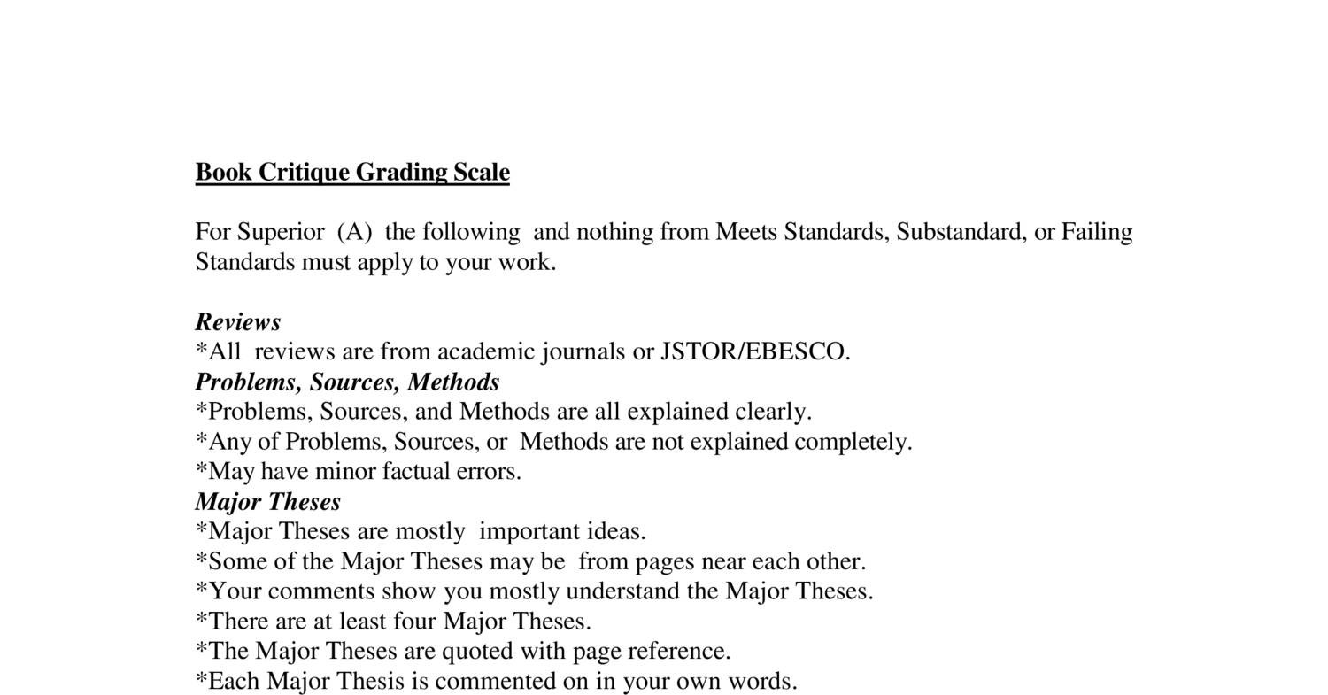 Book Critique Grading Scale pdf DocDroid
