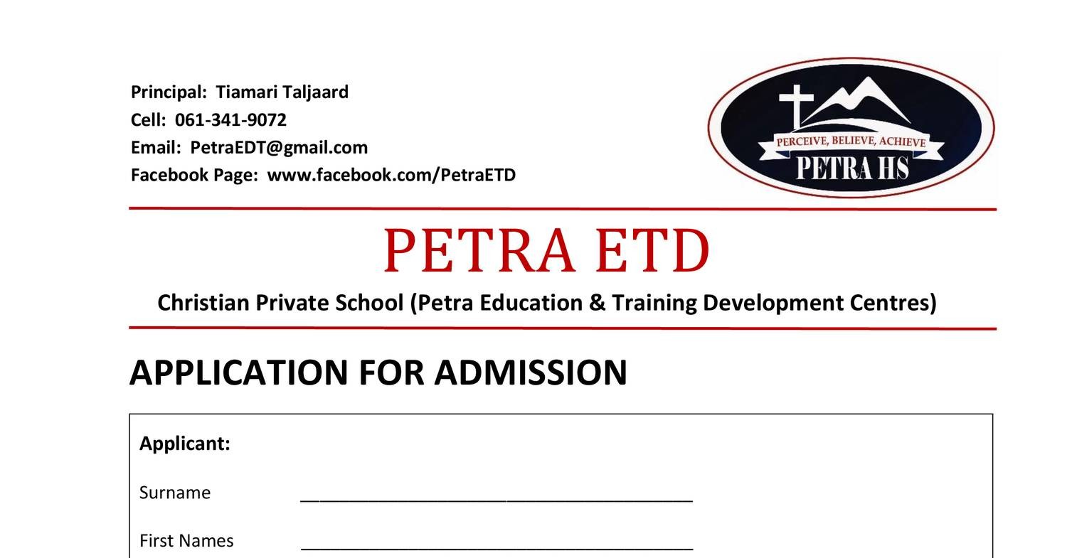 PETRA HIGH - EL - Application Form Booklet.pdf | DocDroid