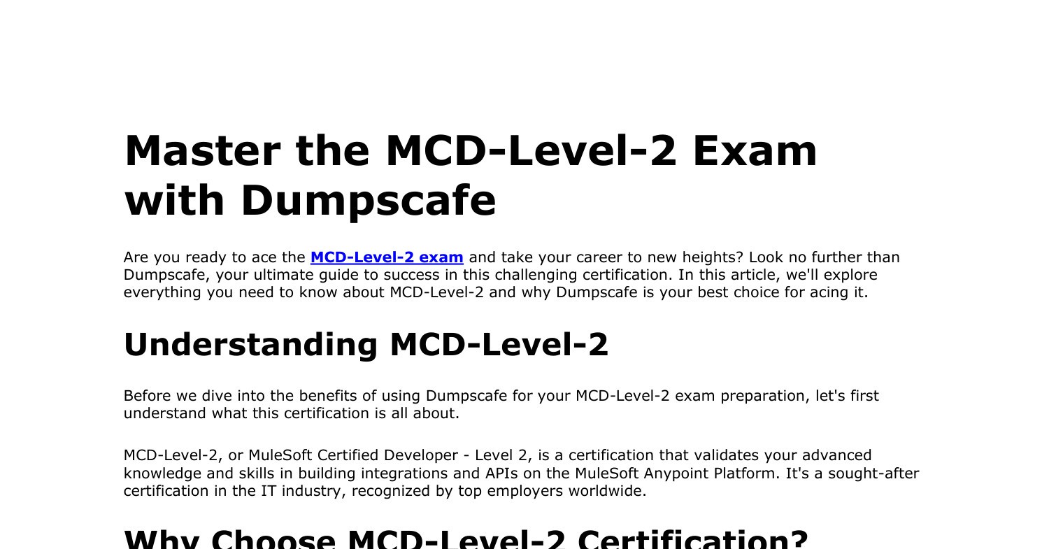 MCD-Level-2 Exam with Dumpscafe.pdf | DocDroid