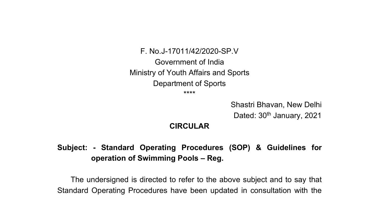 Revised SOP for operation of Swimming Pools.pdf | DocDroid