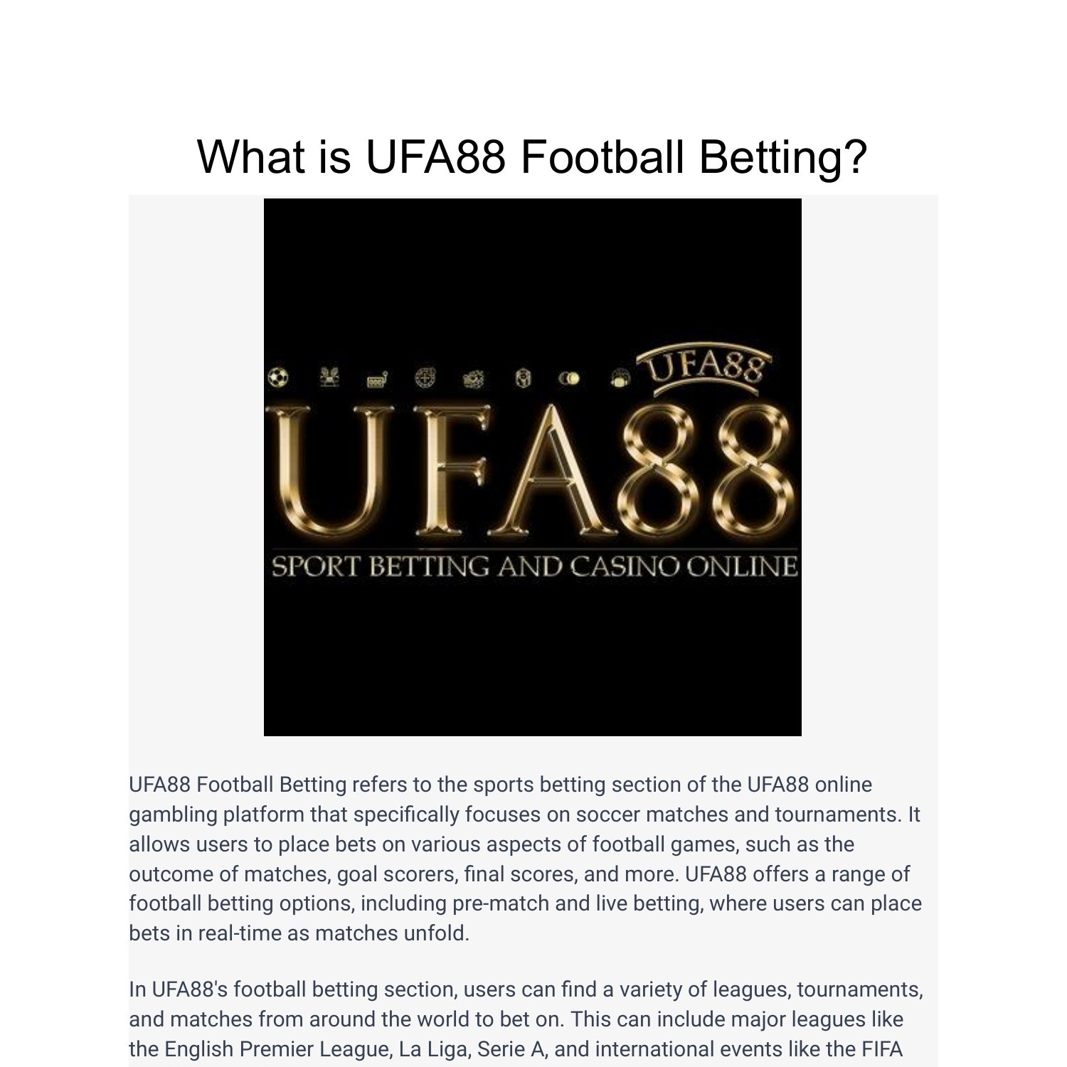 What is UFA88 Football Betting.pdf | DocDroid