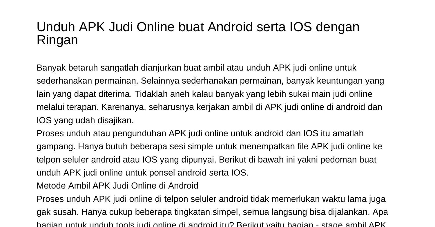 Ambil APK Judi Online buat Android serta IOS dengan Simpellavxh.pdf.pdf ...