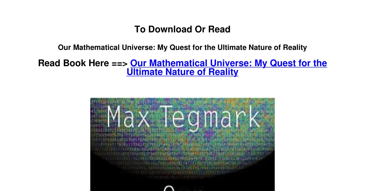 epub download Our Mathematical Universe My Quest for the Ultimate ...